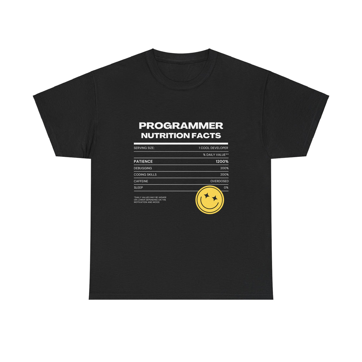Programmer Nutrition Facts Unisex Heavy Cotton Tee – The Coding Cards