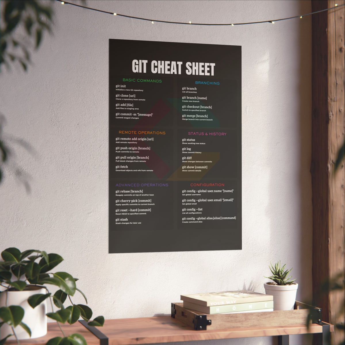 GIT Cheat Sheet Poster - Most Used Git Commands Guide – The Coding Cards